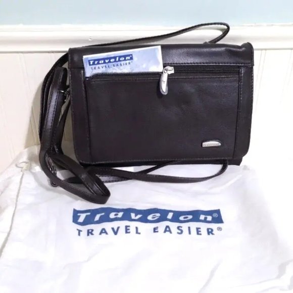 Travelon | Bags | New Travelon Dark Brown 0 Leather Small Crossbody ...